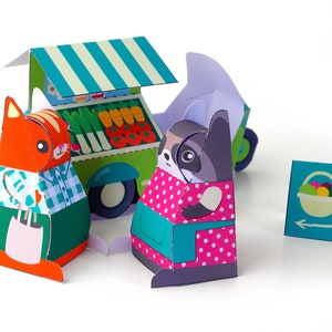 DIY Papercraft Kit, Green Market Playset, Pdf Paper Toy, Instant ...