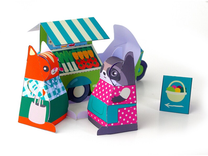 DIY Papercraft Kit, Green Market Playset, Pdf Paper Toy, Instant ...