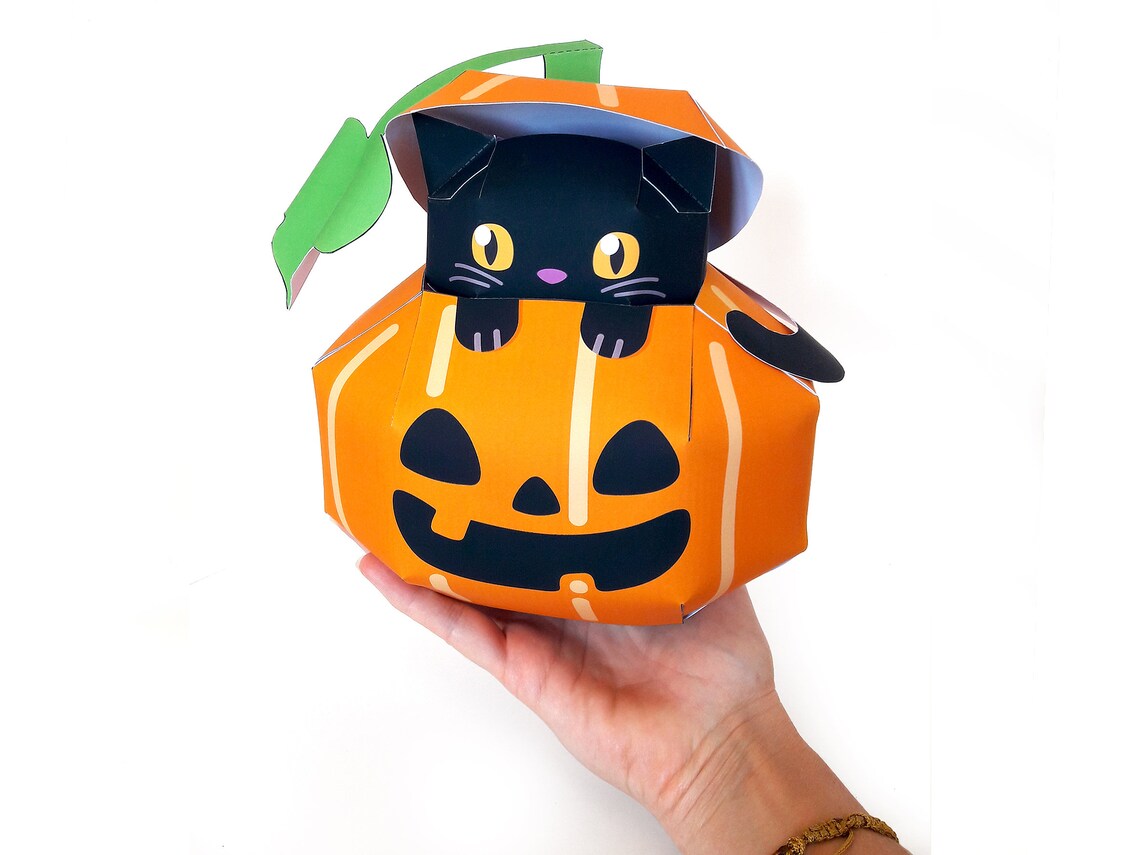 Printable DIY Cat and Pumpkin Halloween Decor - Etsy