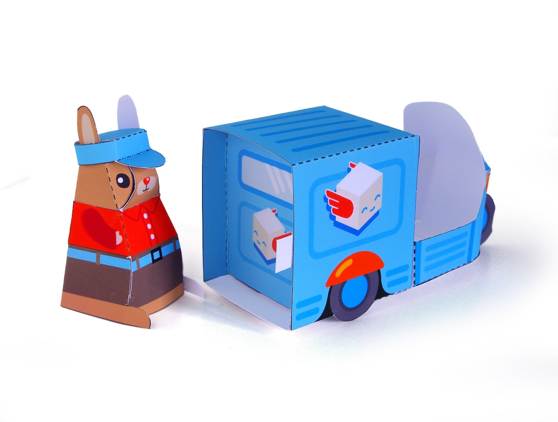 DIY Papercraft Kit Postman Playset Pdf Paper Toy Instant | Etsy