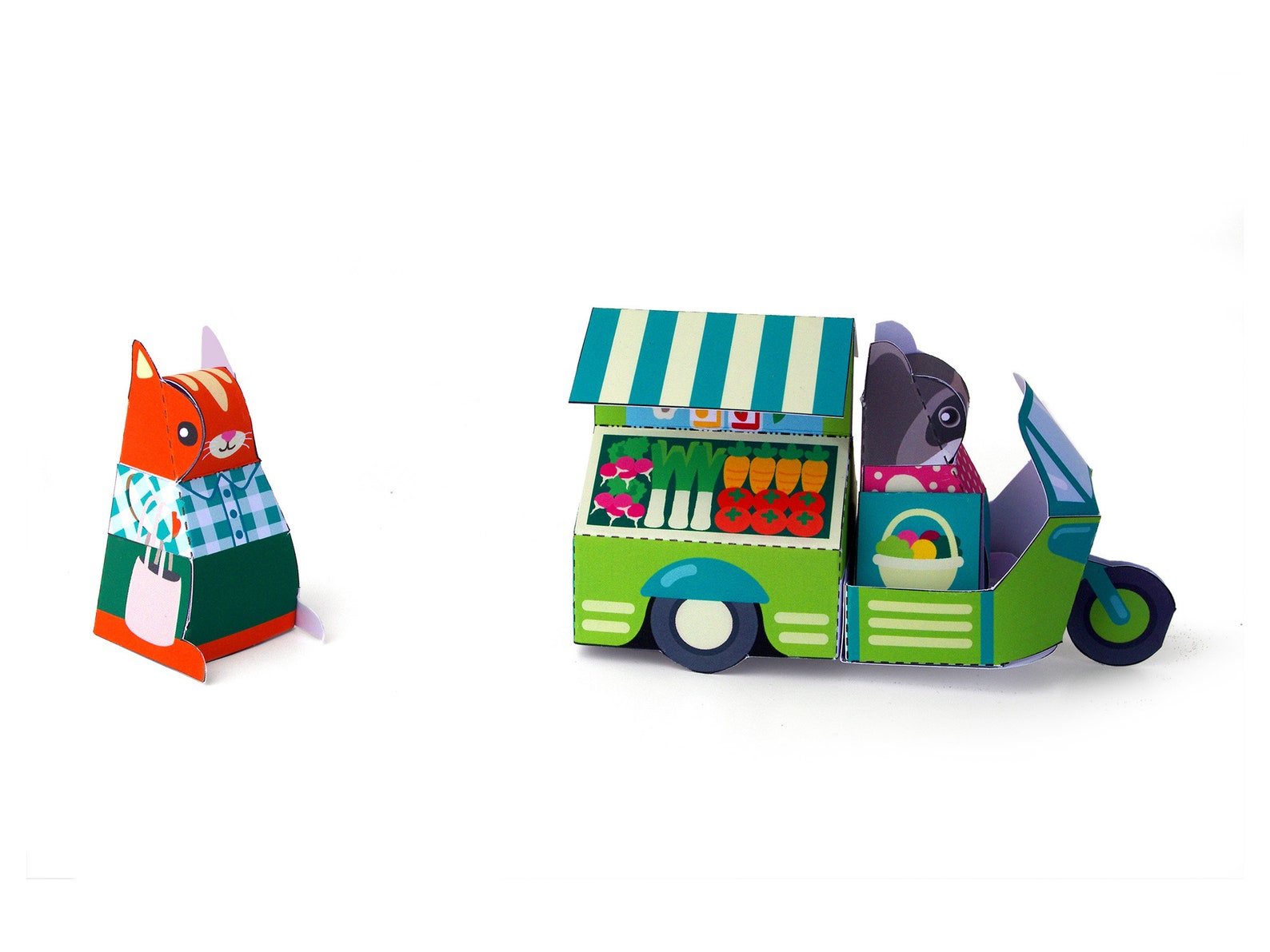 DIY Papercraft Kit, Green Market Playset, Pdf Paper Toy, Instant ...
