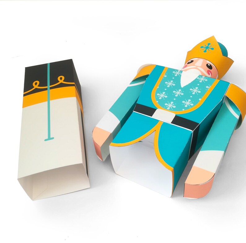 Nutcracker Favor Box, Printable Decoration, Diy Christmas Decor, Blue ...