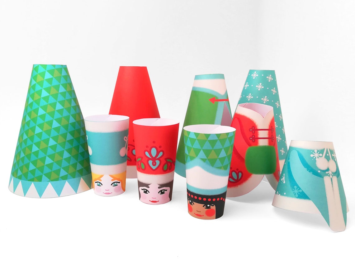 Christmas Paper Dolls Papercraft Kit Printable Dolls - Etsy