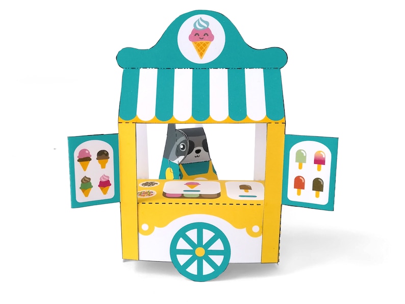 DIY Papercraft Kit, Ice Cream Stand Playset, Pdf Paper Toy, Printable ...