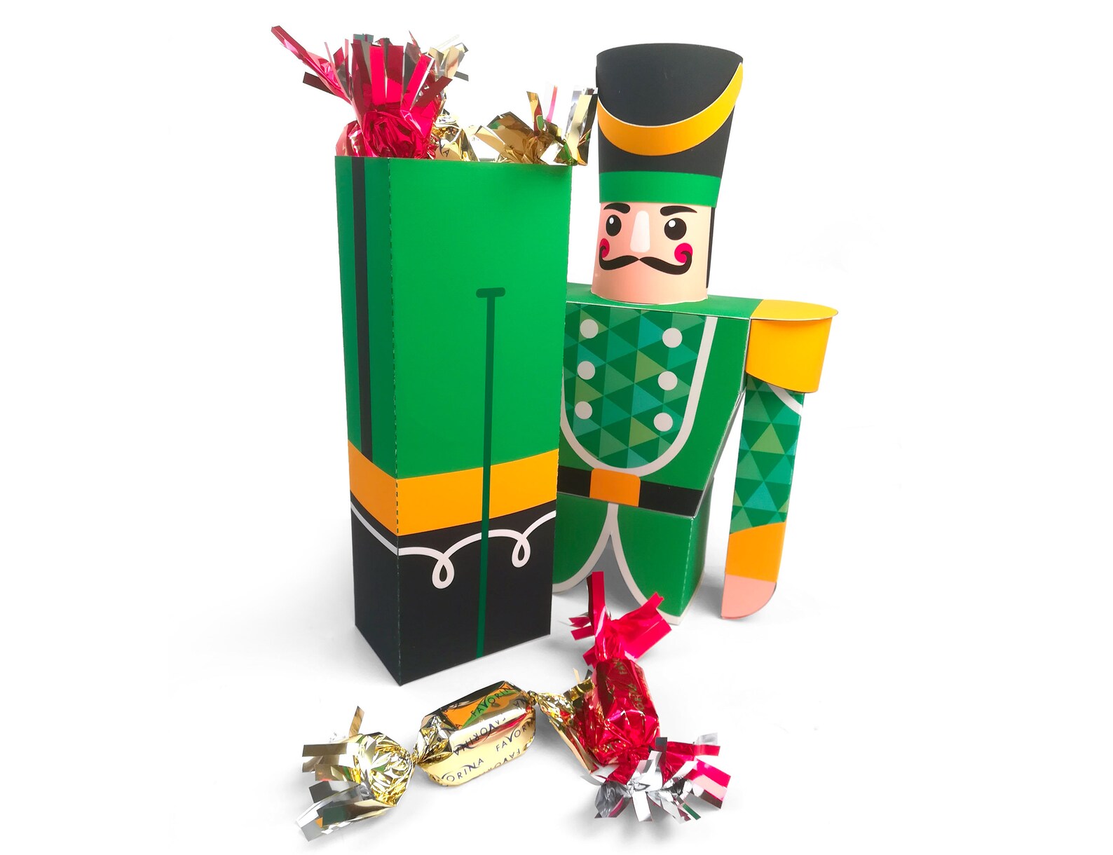Nutcracker Favor Box, Printable Decoration, Diy Christmas Decor, Green ...