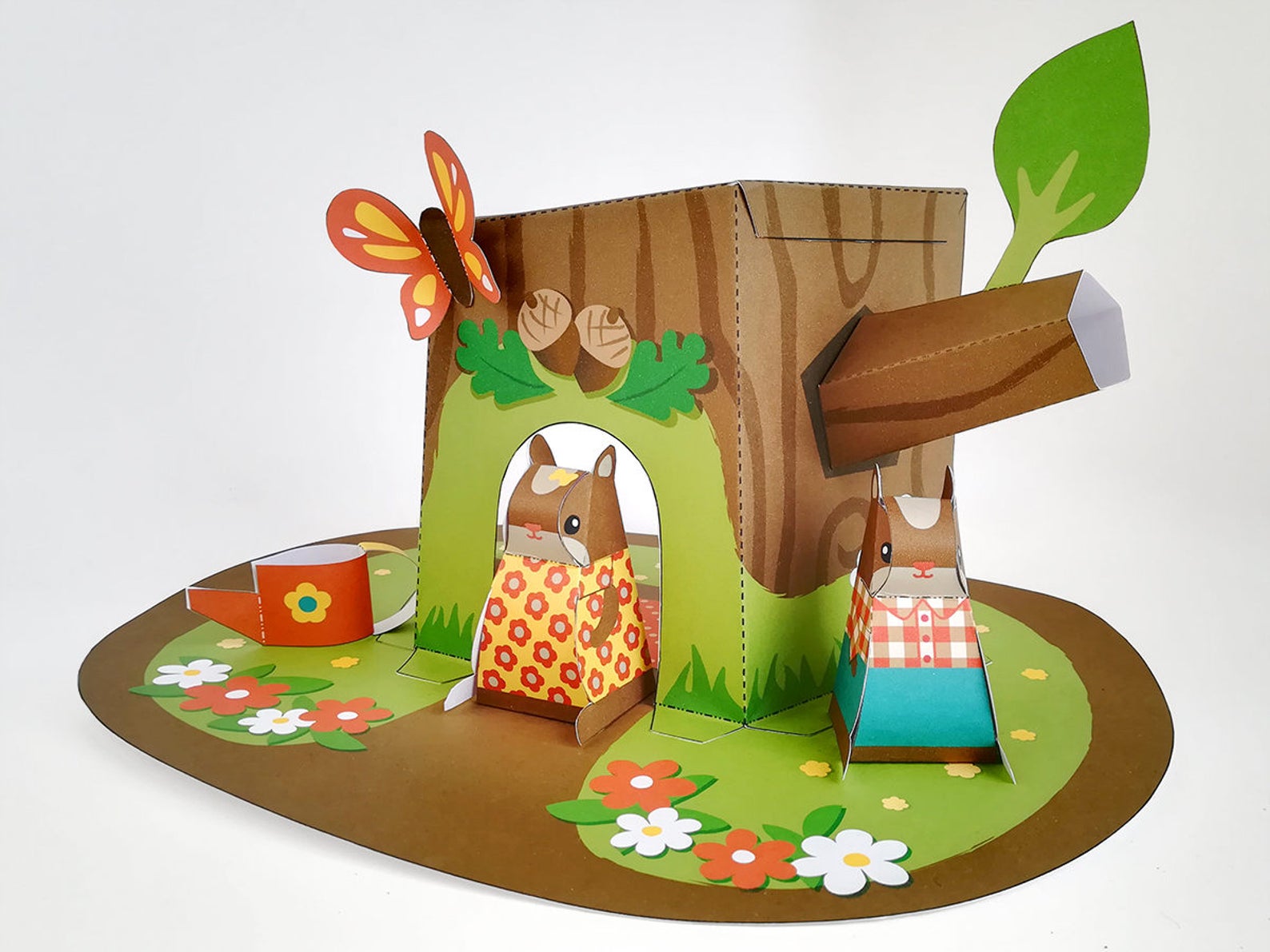 DIY Paper Toy Squirrel Playset DIY Papercraft Kit Treehouse - Etsy
