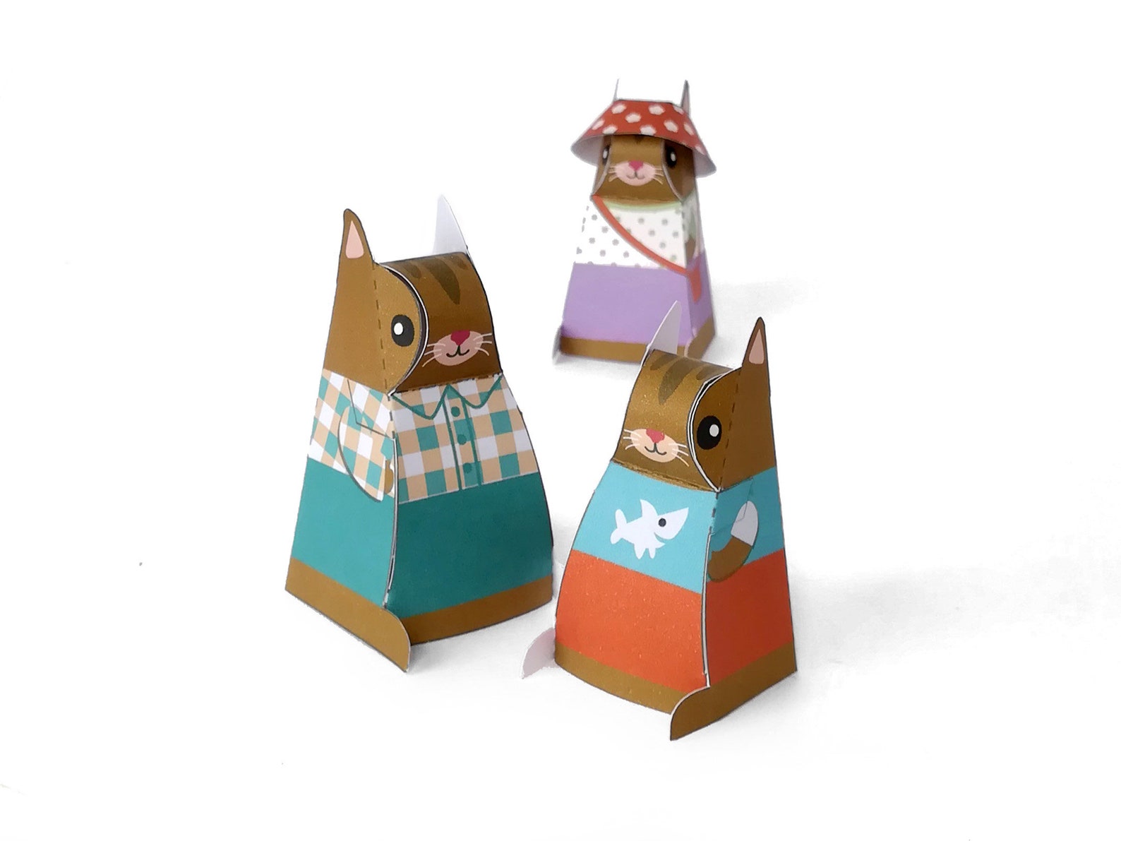 DIY Papercraft Kit, Cat Family Playset, Pdf Paper Toy, Printable ...