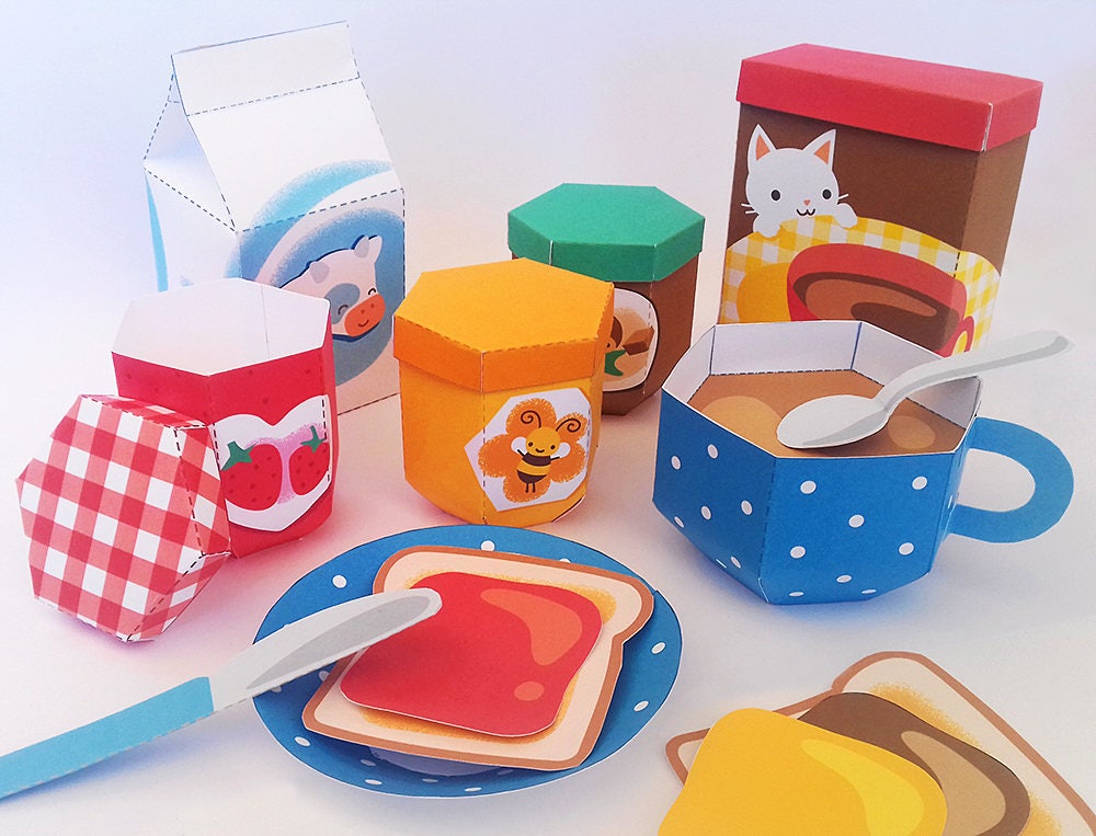 DIY Papercraft Kit Food Playset Pdf Paper Toy Breakfast | Etsy Canada