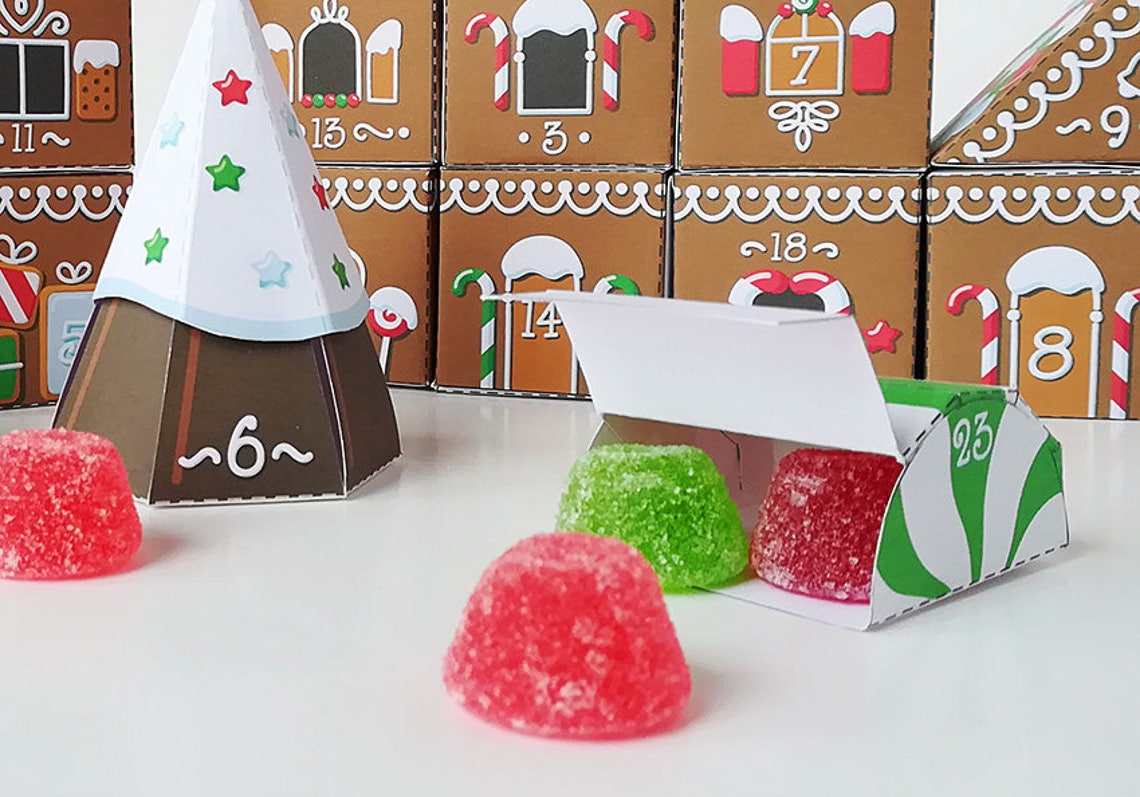Printable Advent Calendar Gingerbread Village Christmas - Etsy