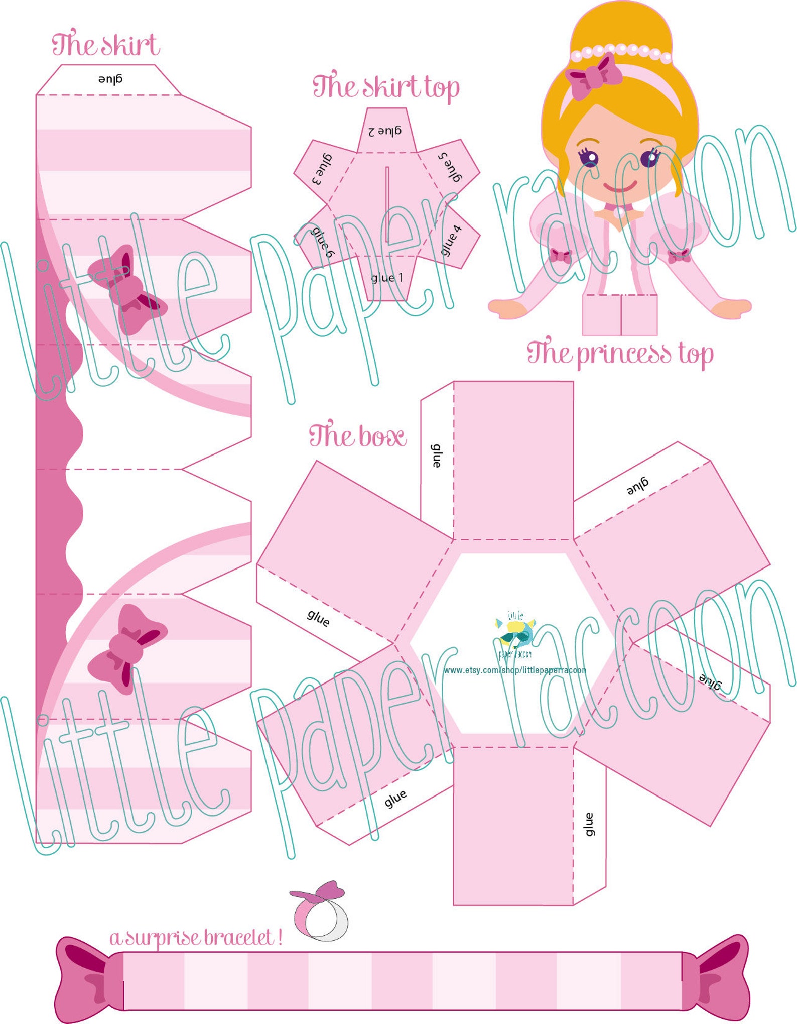 Printable Princess Favor Box, Diy Favor Box, Instant Download - Etsy