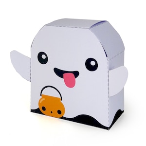 Printable Halloween Favor Box, Ghost Paper Craft Kit, DIY Instant ...
