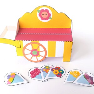DIY Papercraft Kit, Flower Cart Playset, Pdf Paper Toy, Printable ...
