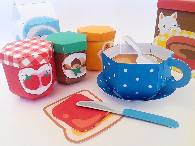 DIY Papercraft Kit Food Playset Pdf Paper Toy Breakfast | Etsy