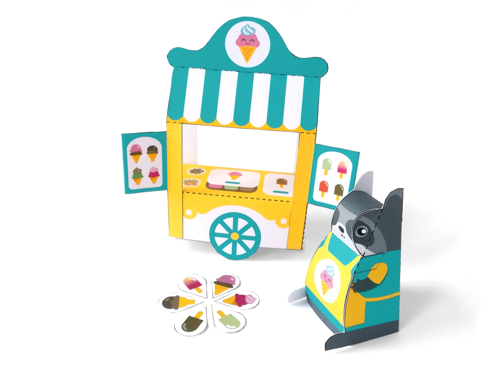 DIY Papercraft Kit, Ice Cream Stand Playset, Pdf Paper Toy, Printable ...
