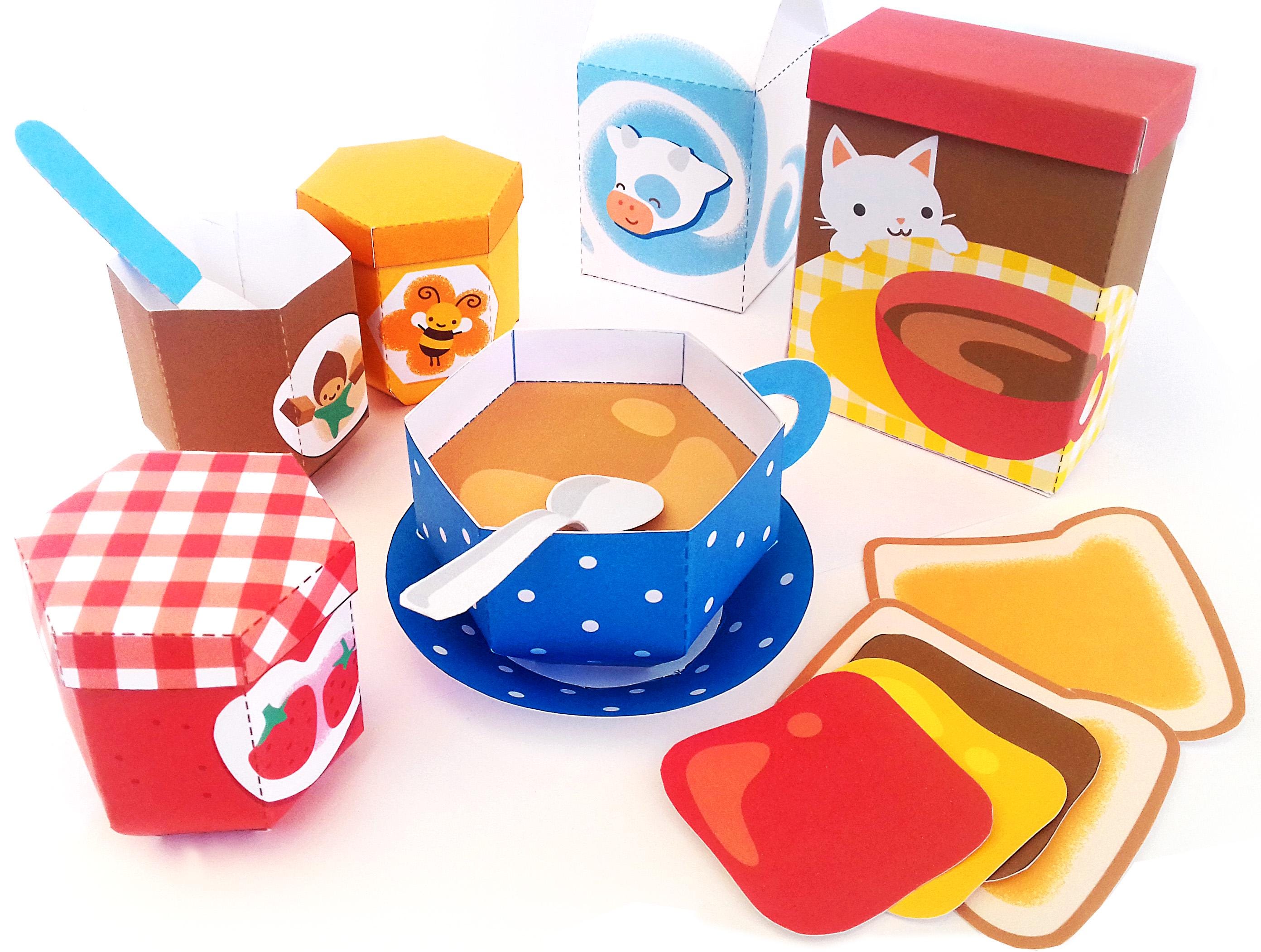 DIY Papercraft Kit Food Playset Pdf Paper Toy Breakfast Pretend Play ...