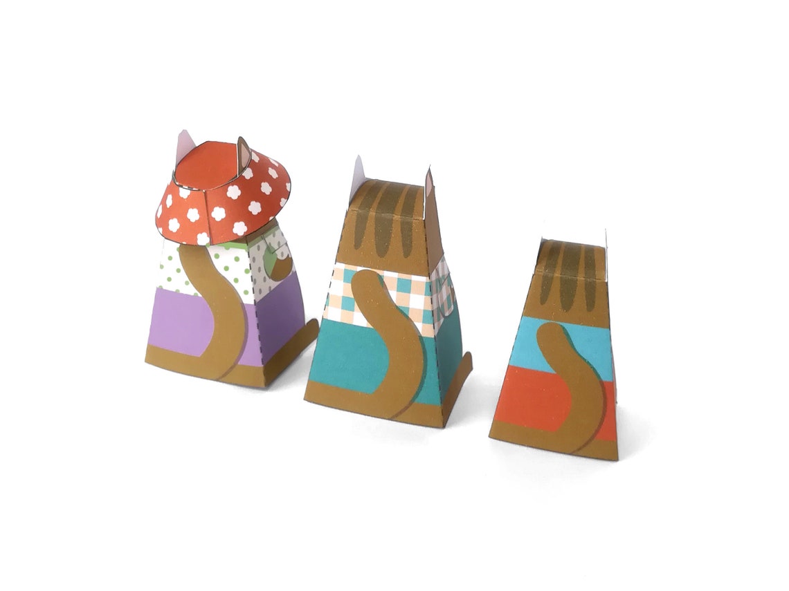 DIY Papercraft Kit, Cat Family Playset, Pdf Paper Toy, Printable ...