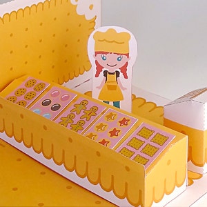 DIY Paper Toy Cookie Shop Playset DIY Papercraft Kit Paper Doll House ...