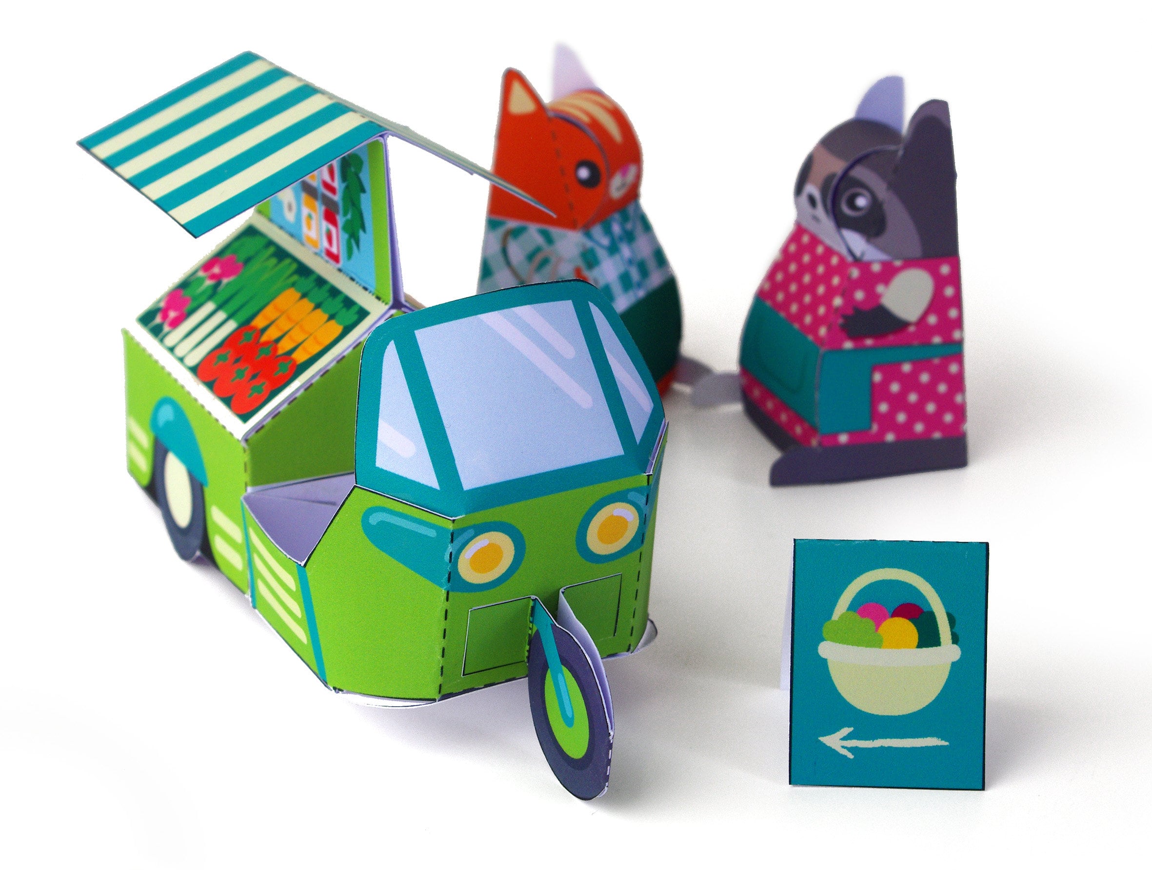 DIY Papercraft Kit, Green Market Playset, Pdf Paper Toy, Instant ...