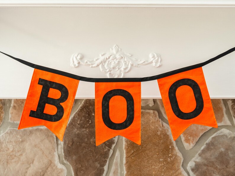 BOO Fabric Halloween Flag Banner - Ready to Ship - Handmade Decor ...