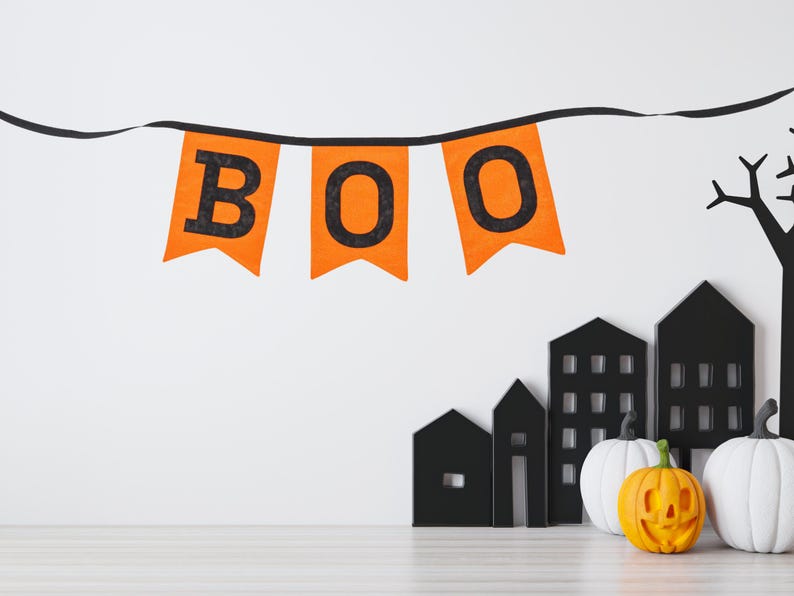 BOO Fabric Halloween Flag Banner - Ready to Ship - Handmade Decor ...