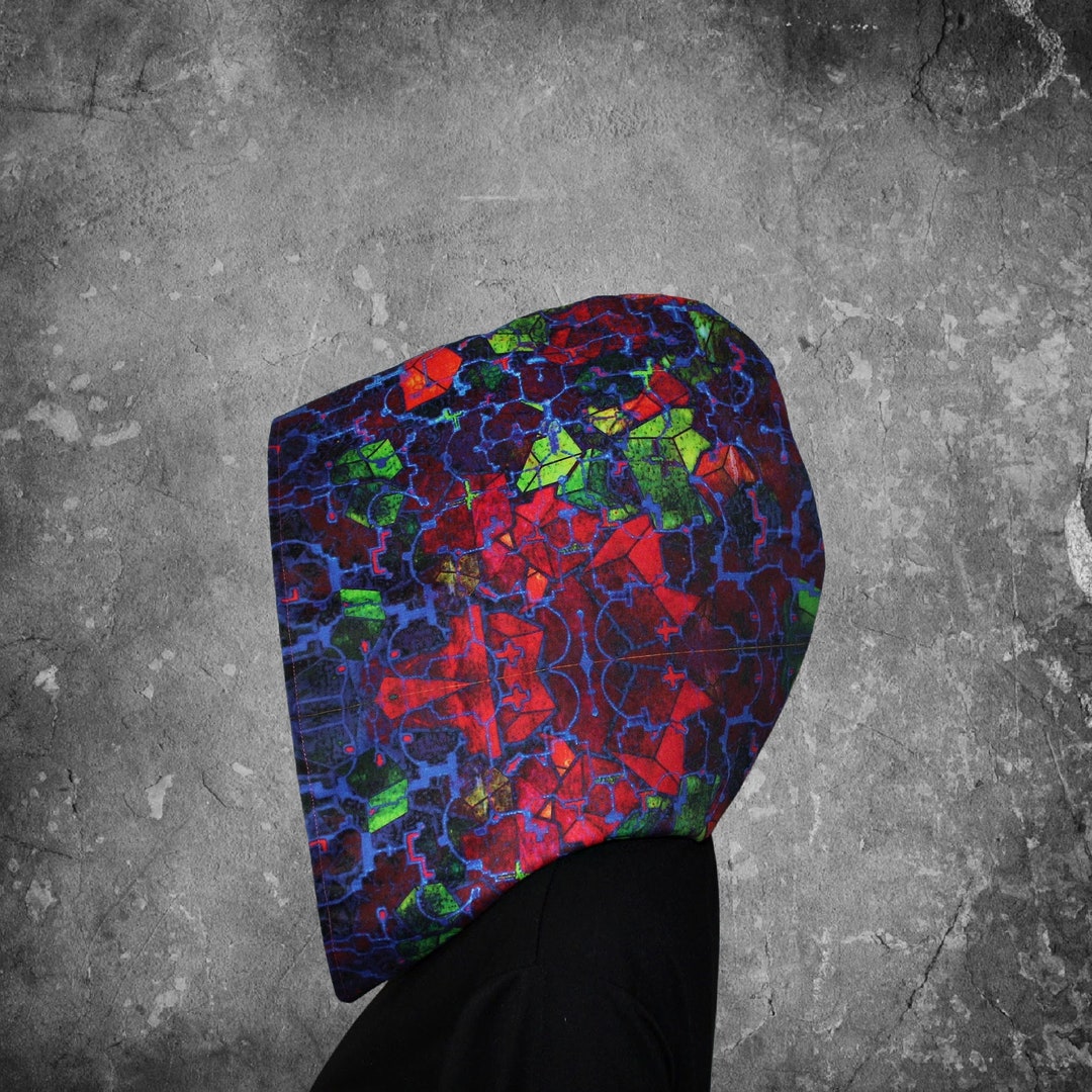 NEON SHIPIBO Organic Cotton Hood Custom Festival Hood, Rave Hood ...