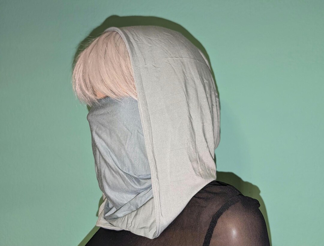 Mint/aqua Bamboo Masked Hood // Made in US, Festival Hood, Rave Hood ...