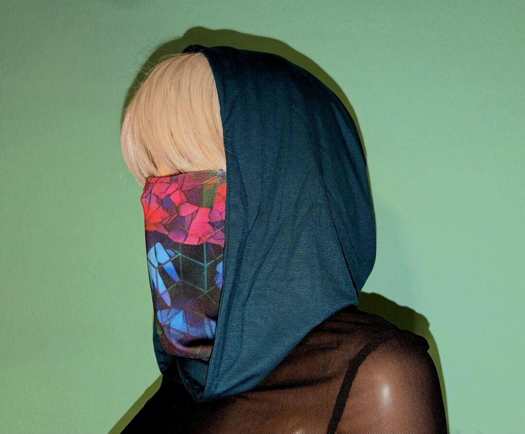 Fractal Bamboo Masked Hood // Made in US, Festival Hood, Rave Hood ...