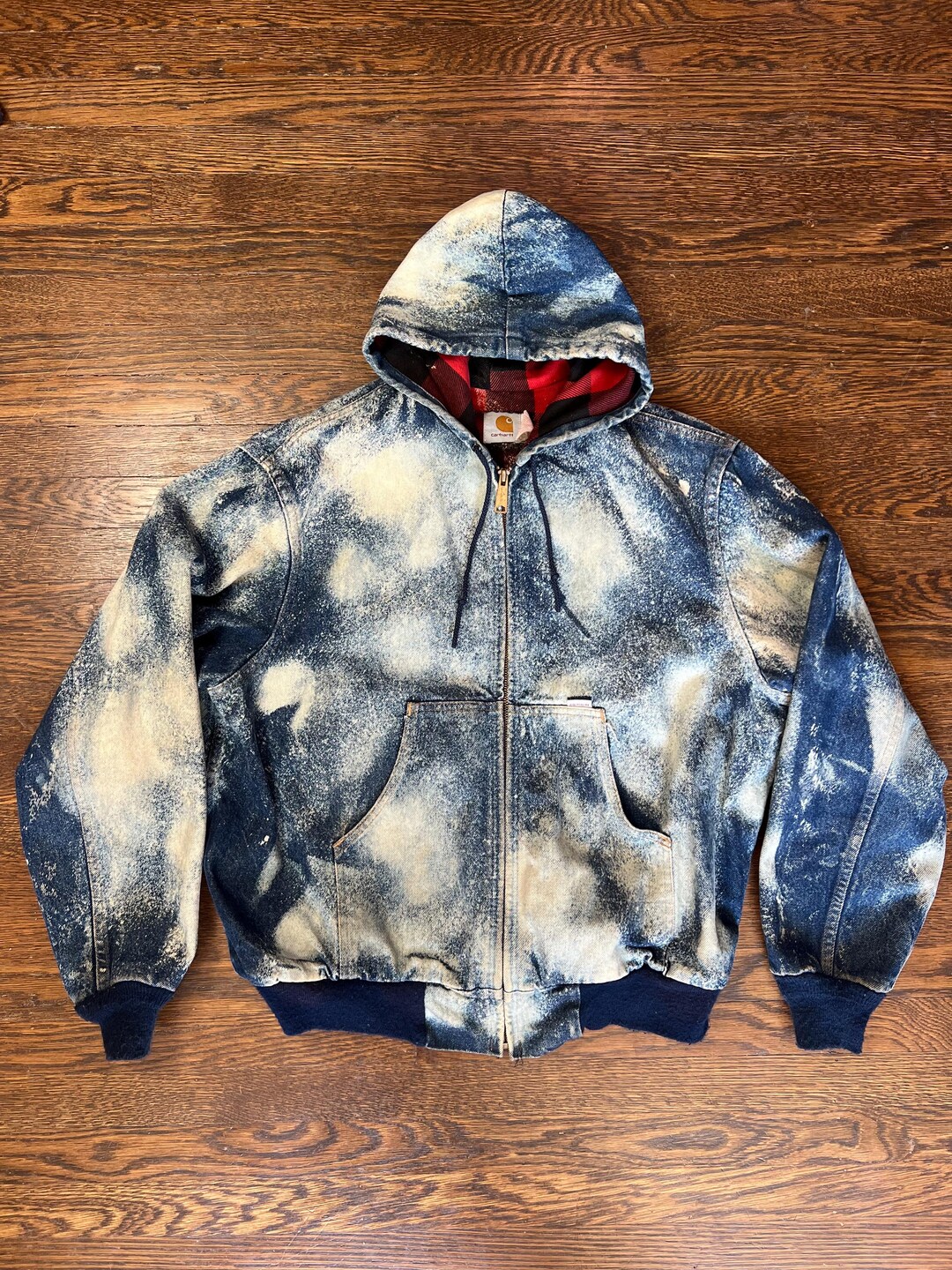 Carhartt Acid Wash Jean Jacket With Red Plaid Lining - Etsy