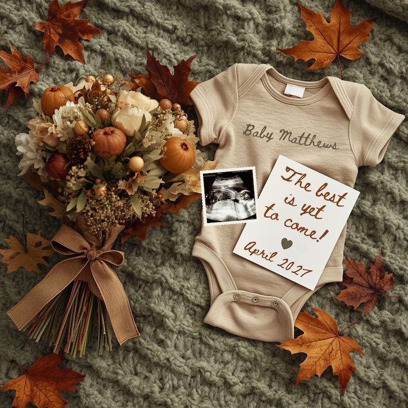 Fall Pregnancy Announcement Digital, Baby Announcement, Editable ...
