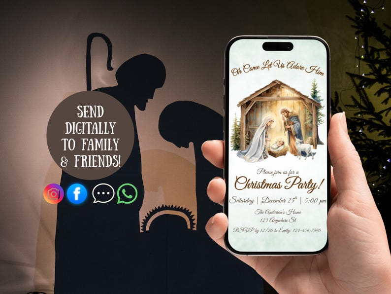 Nativity Christmas Invitation, Editable Christmas Template, Nativity ...