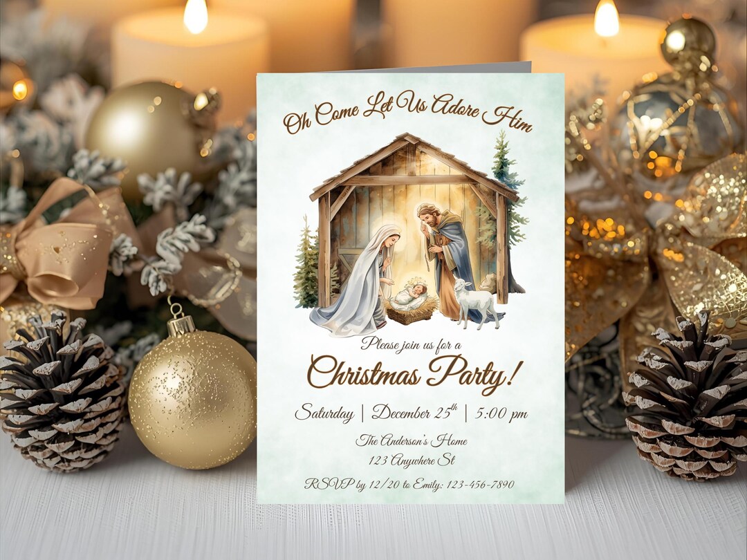 Nativity Christmas Invitation, Editable Christmas Template, Nativity ...