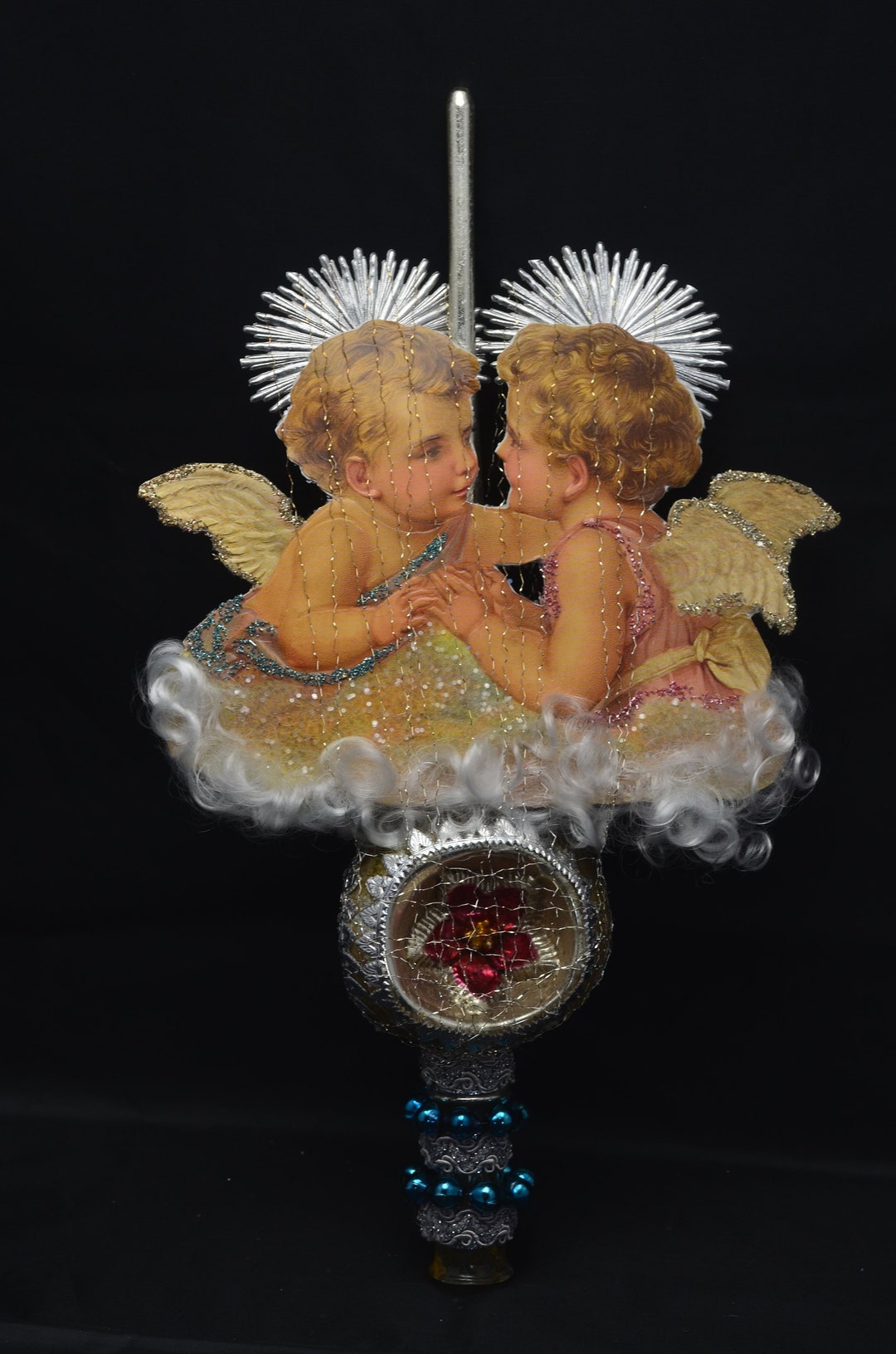 Vintage Tree Topper With Dresden Trims, Victorian Die Cuts and Mercury ...