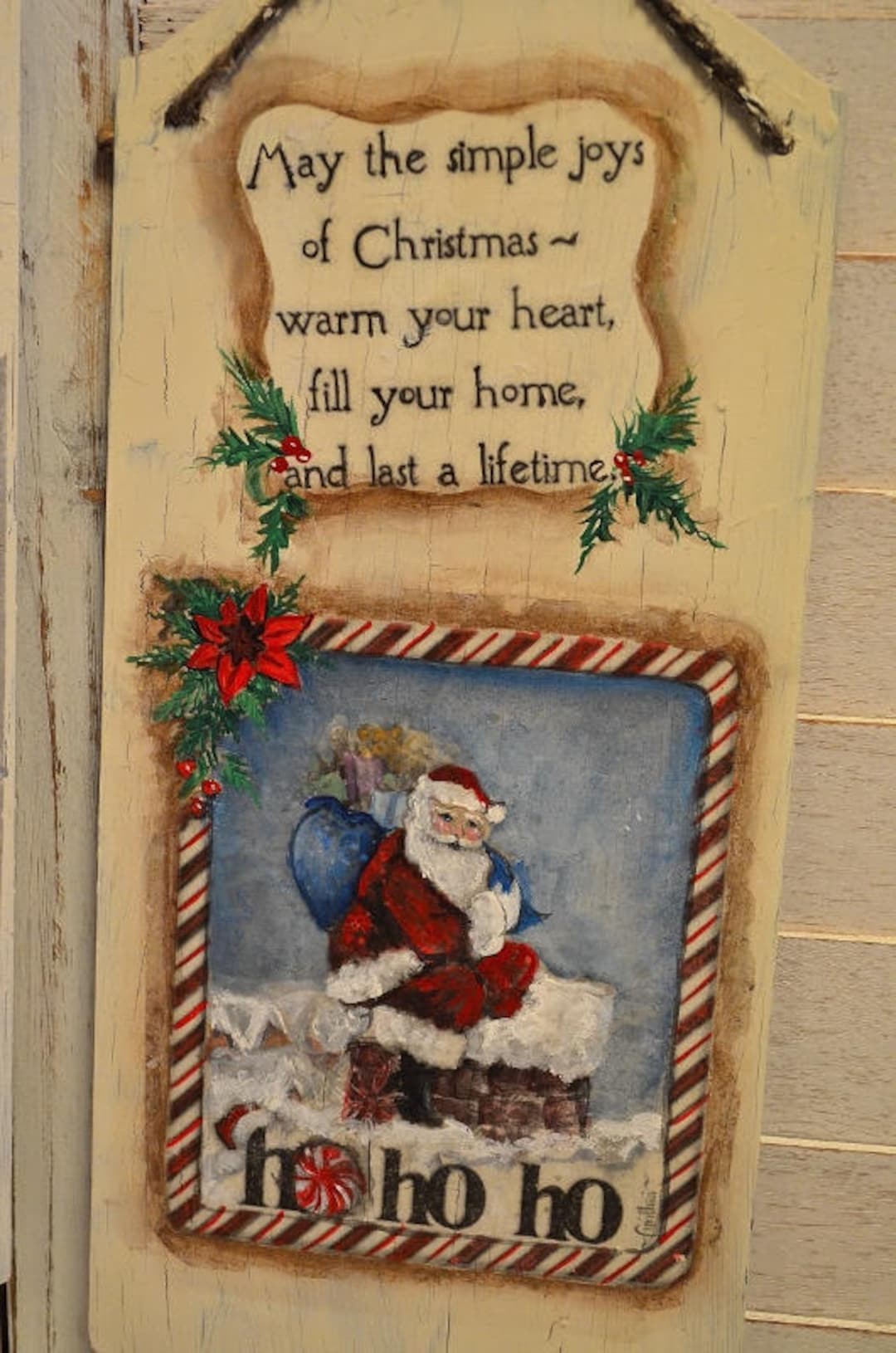 Christmas Santa Sign for Farmhouse Decor for Hand Painted Custom Decor ...