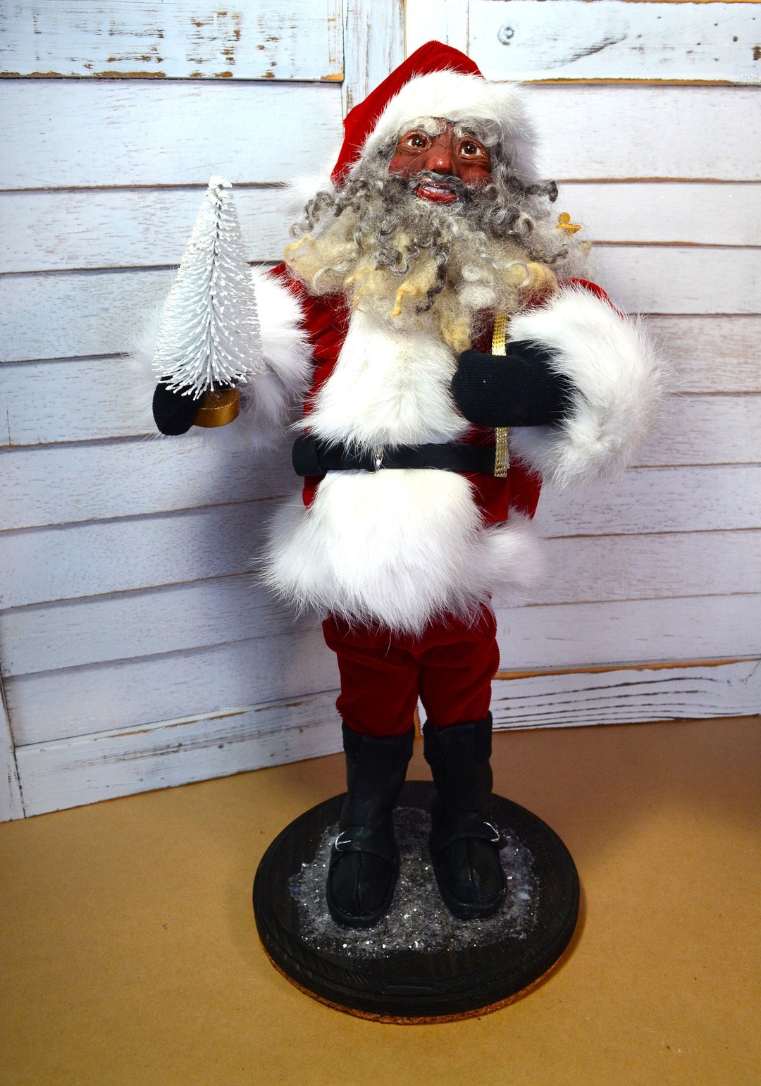 Black Santa Figure Christmas St Nick Figure Christmas Santa Doll ...
