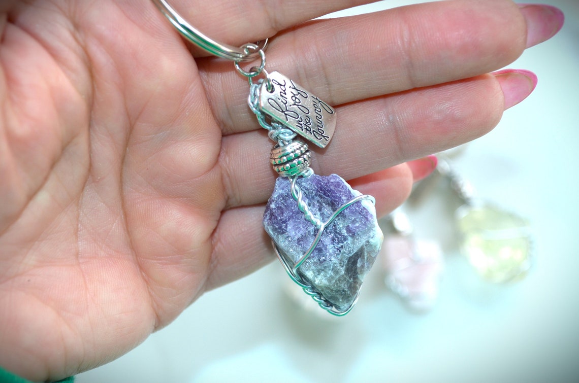 Key Chain Raw Crystal Stone for Key Chain Boho Crystal Lover for Custom ...
