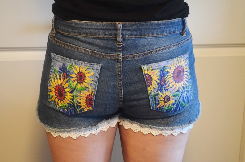 Denim Custom Shorts for Boho Style Denim Shorts for Hand Painted ...