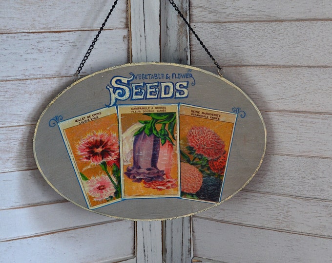 Hanging Wooden Garden Sign With Vintage Seed Labels - Etsy
