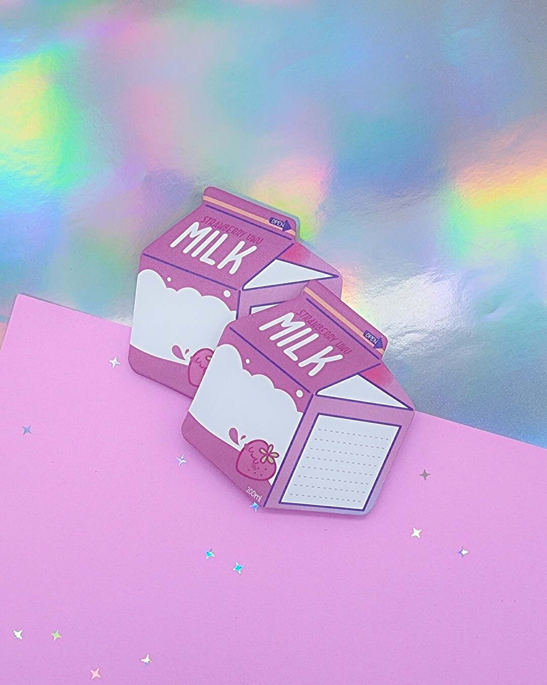 Strawberry Uwu MILK Sticky Notes // Stationery Plannar Pastel Kawaii - Etsy