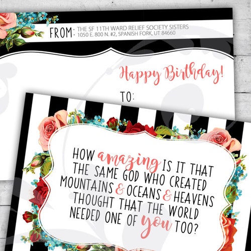 LDS Birthday Postcard Relief Society Birthday Card Modern - Etsy
