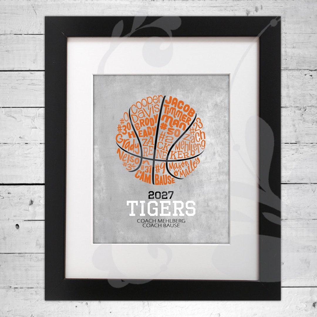 Custom Basketball Team Roster Word Art: Coach Thank You Gift (digital ...