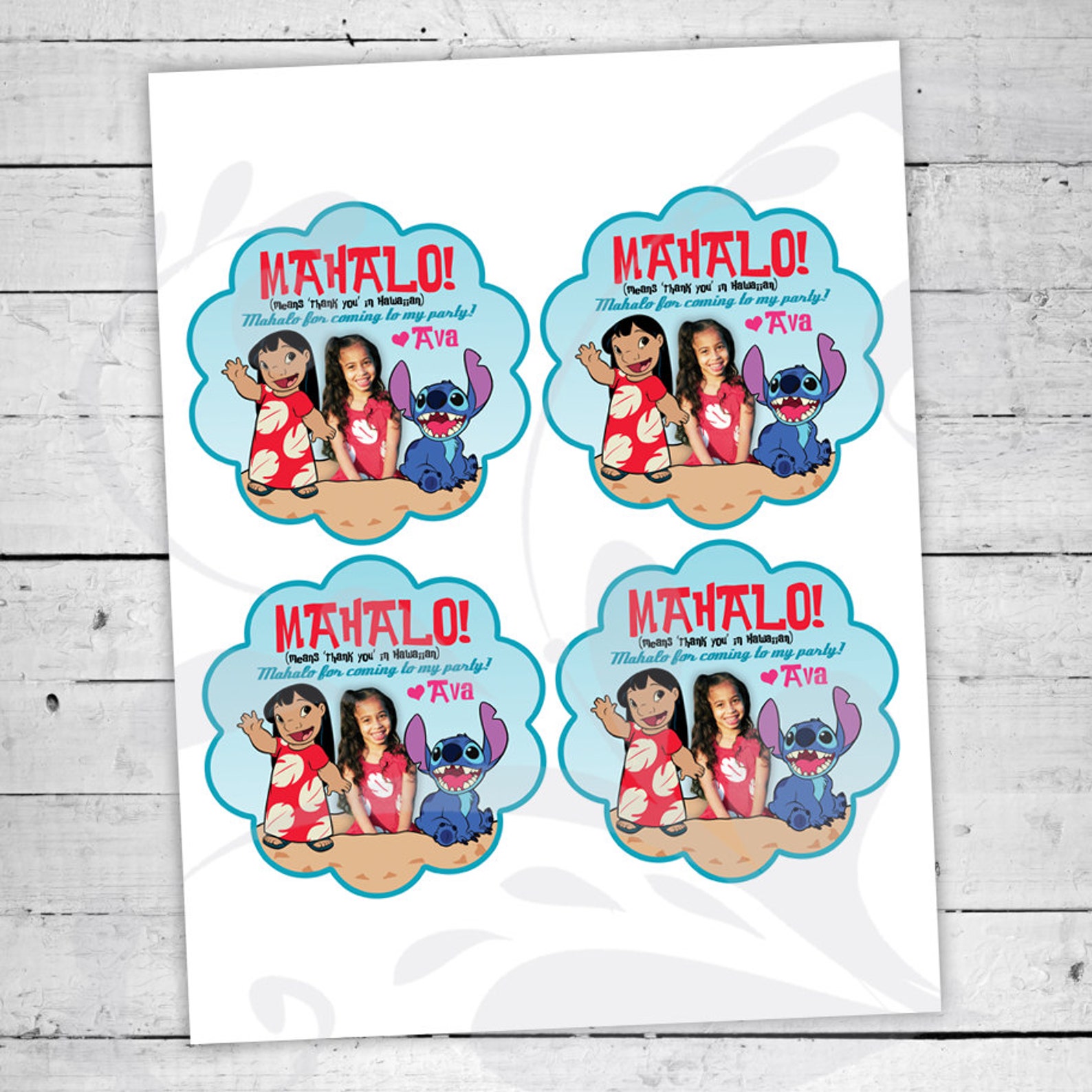 Lilo & Stitch Invitation and Party Favor Label | Colorful Birthday ...