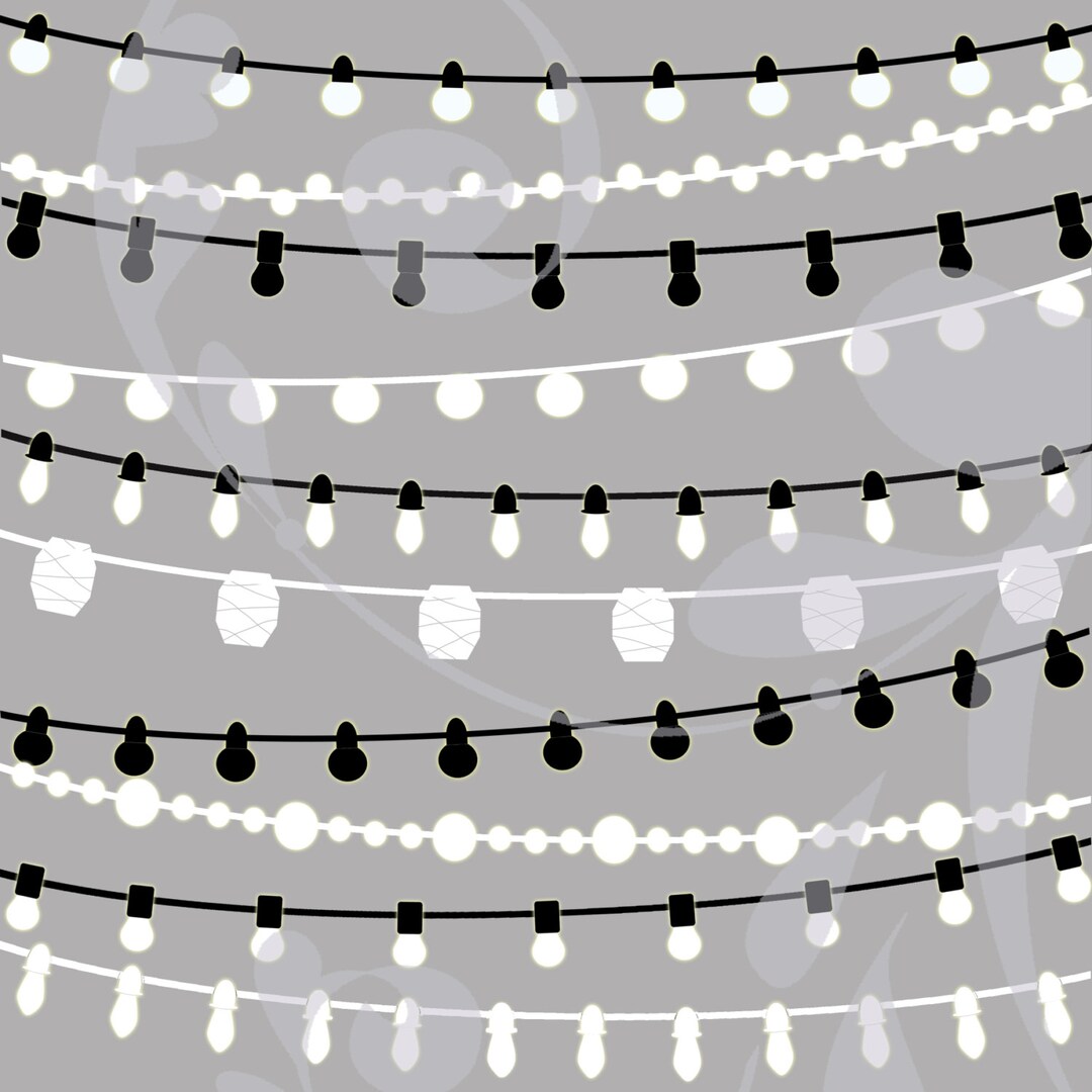 Twinkle Lights Clipart: Fairy String Light Strands Graphics (digital ...
