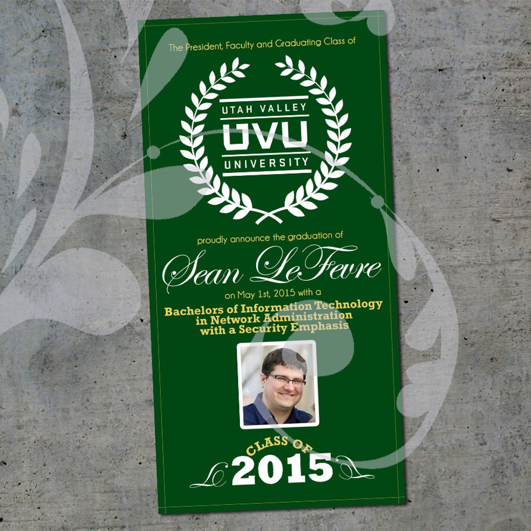 Utah Valley University Graduation Announcement | Custom 4"x8" With ...