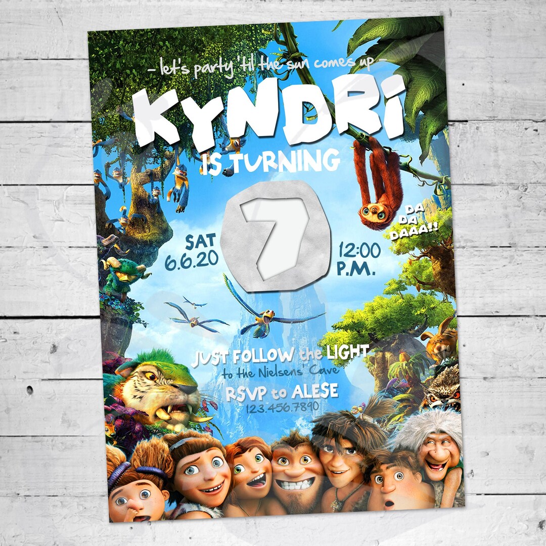 The Croods Birthday Party Invitation | Caveman Birthday Invite ...