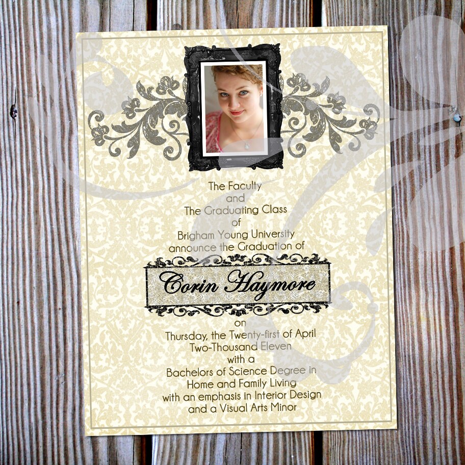 Classy College Graduation Announcement Custom 4.25x5.5 With Antique ...