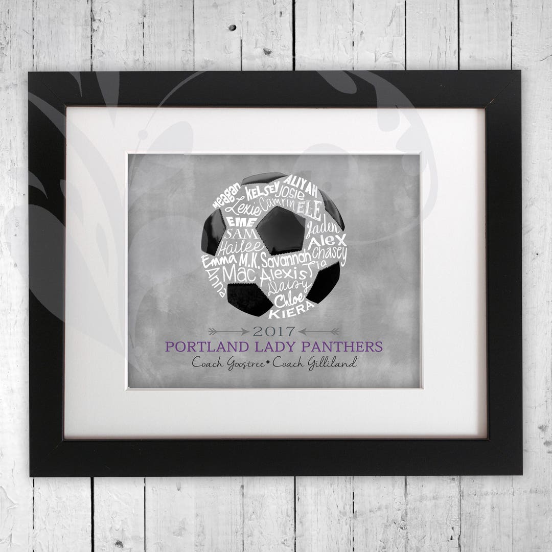 Soccer Ball Word Art | Coach Thank You Gift | Fútbol Team Roster Wall ...