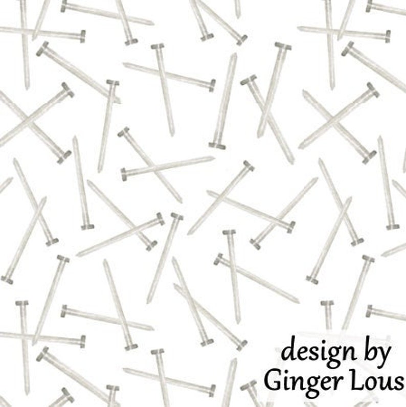 Nails Fabric White Carpenter Fabric Handyman Fabric Work | Etsy