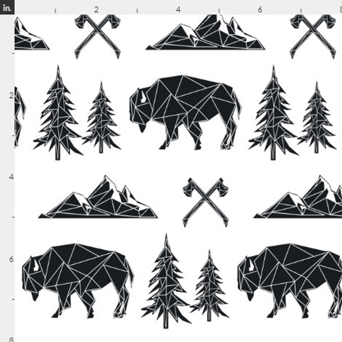 Geometric Bison Fabric by the Yard Tribal Buffalo Fabric | Etsy