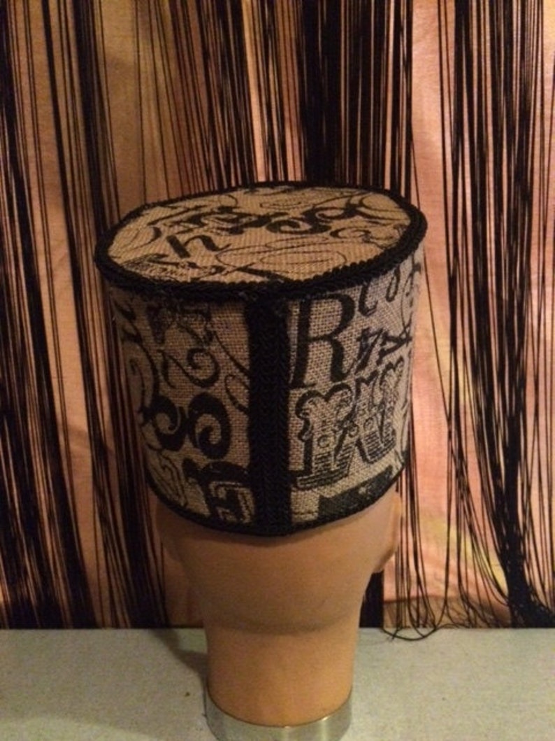 BEIGE and BLACK Marching Band Hat Burlap Covered Foam Marching Band ...