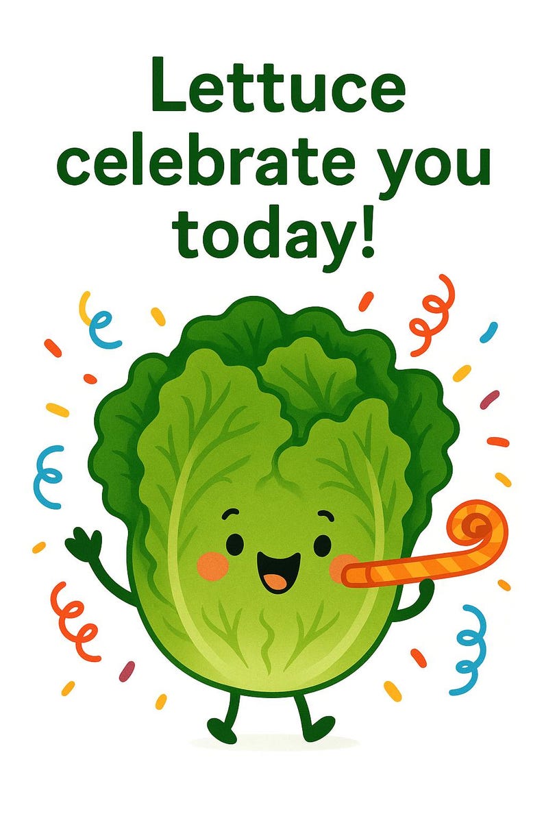 Lettuce Celebrate Pun Card: Funny Printable Birthday Card (digital ...